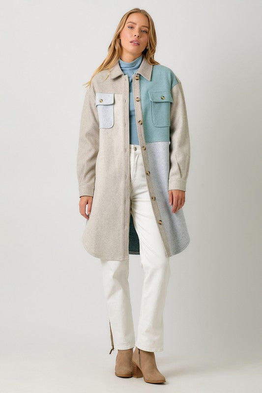 Multi Color Block Long Shacket – Ulla-La Boutique