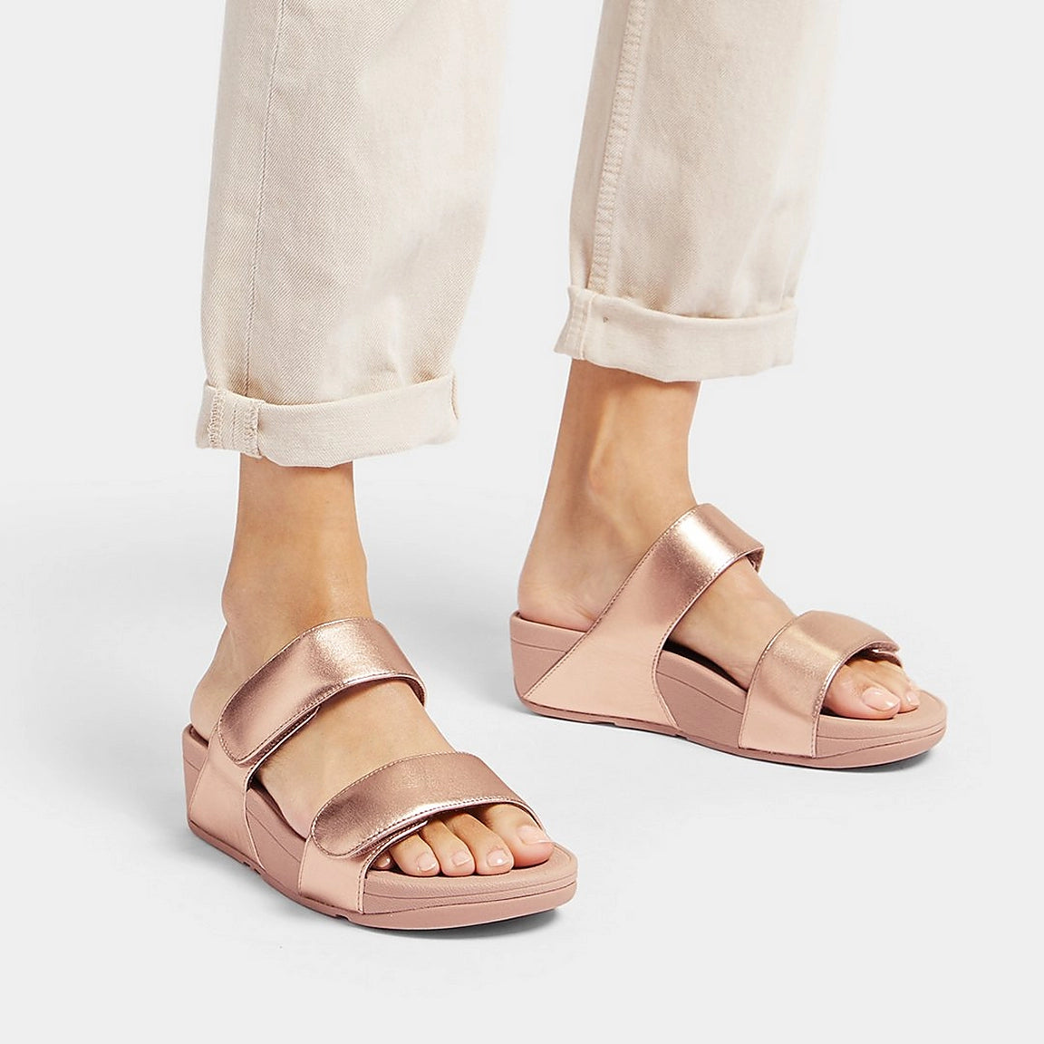 LULU Adjustable Leather Slides // Rose Gold – Ulla-La Boutique